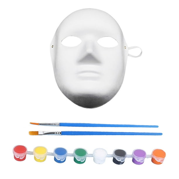 DIY White Full Face Mask Painting Kit with Paints and Brushes, Blank ...