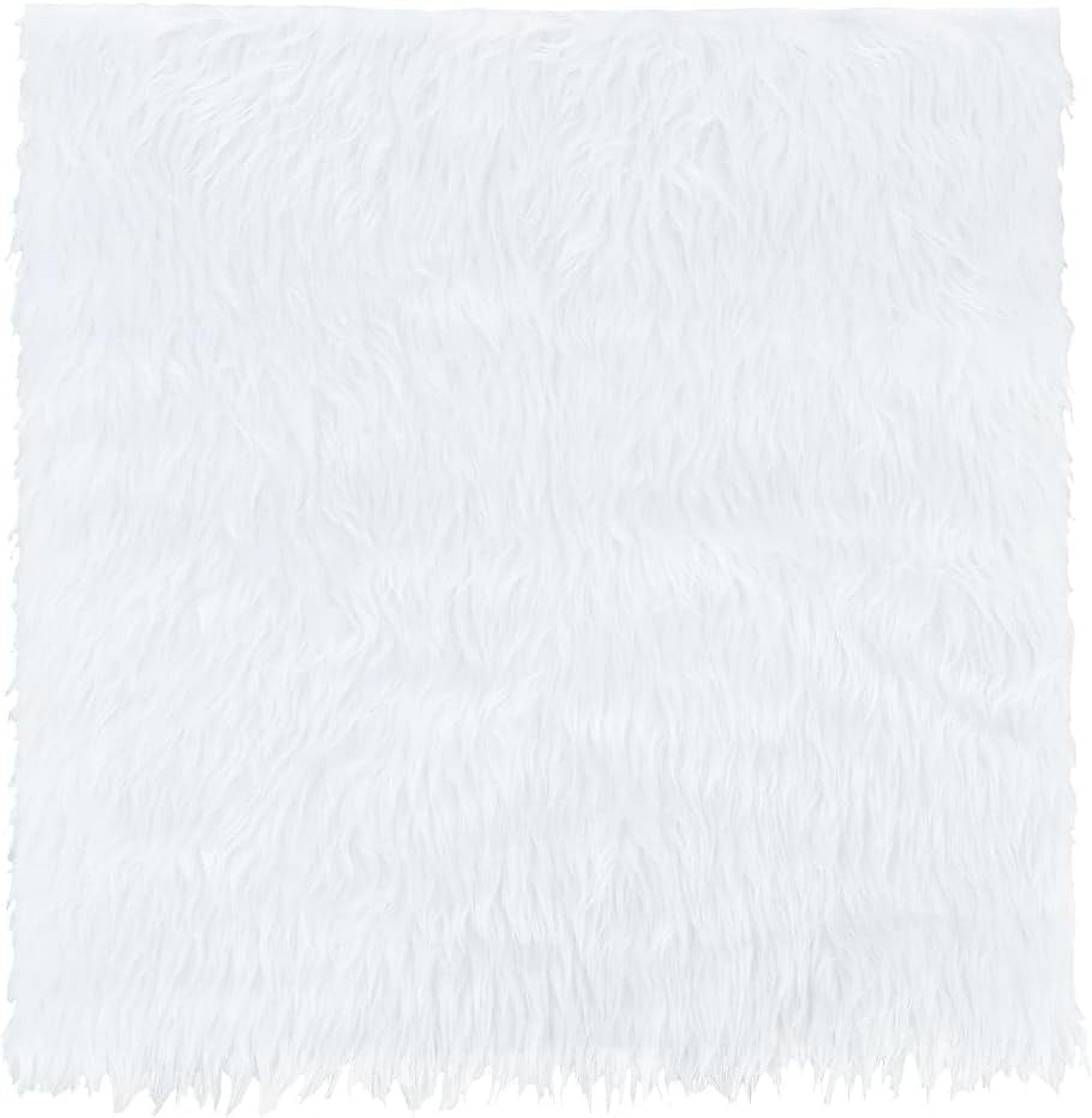 DIY White Faux Fur Fabric 15.7x15.7 Inch Soft Plush Shaggy Squares Pre ...