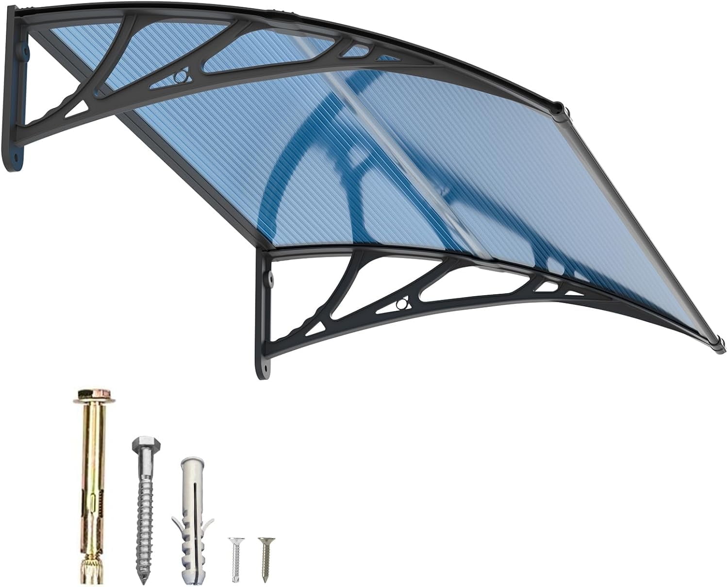DIY Window Awning Door Canopy Blue Polycarbonate Hollow Sheet Black ...