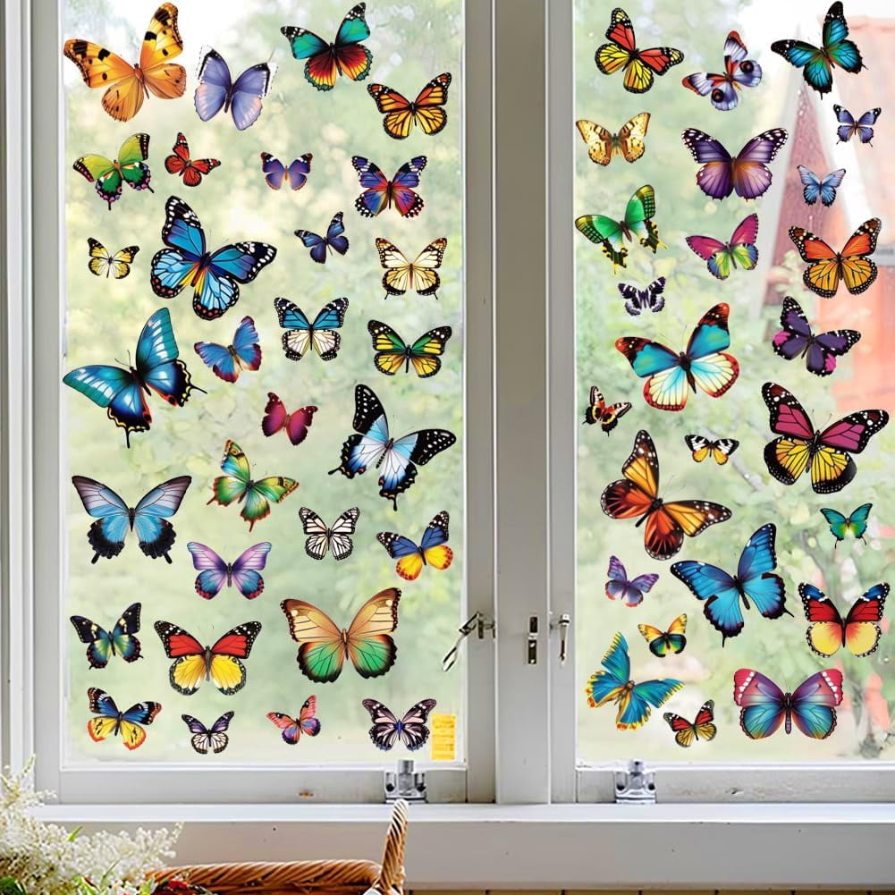 DIY Window Static Clings Stickers Decal 7.9"x11.8" 9 Sheets with 55PCS ...