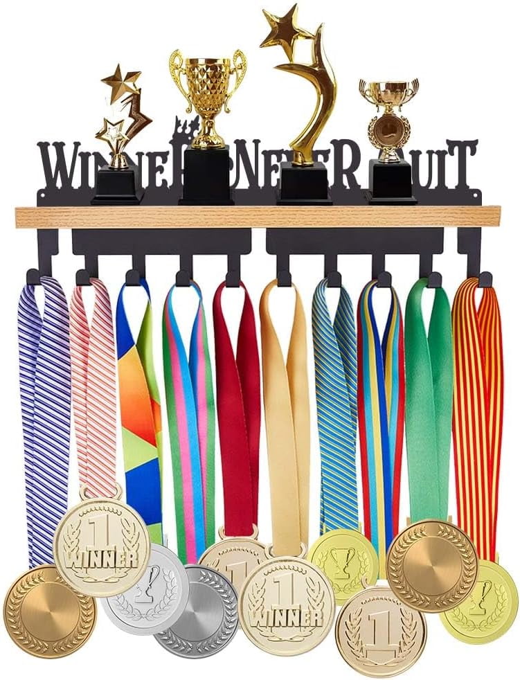Winner Never Quit Trophy and Medal Display Shelf Motivational Award ...