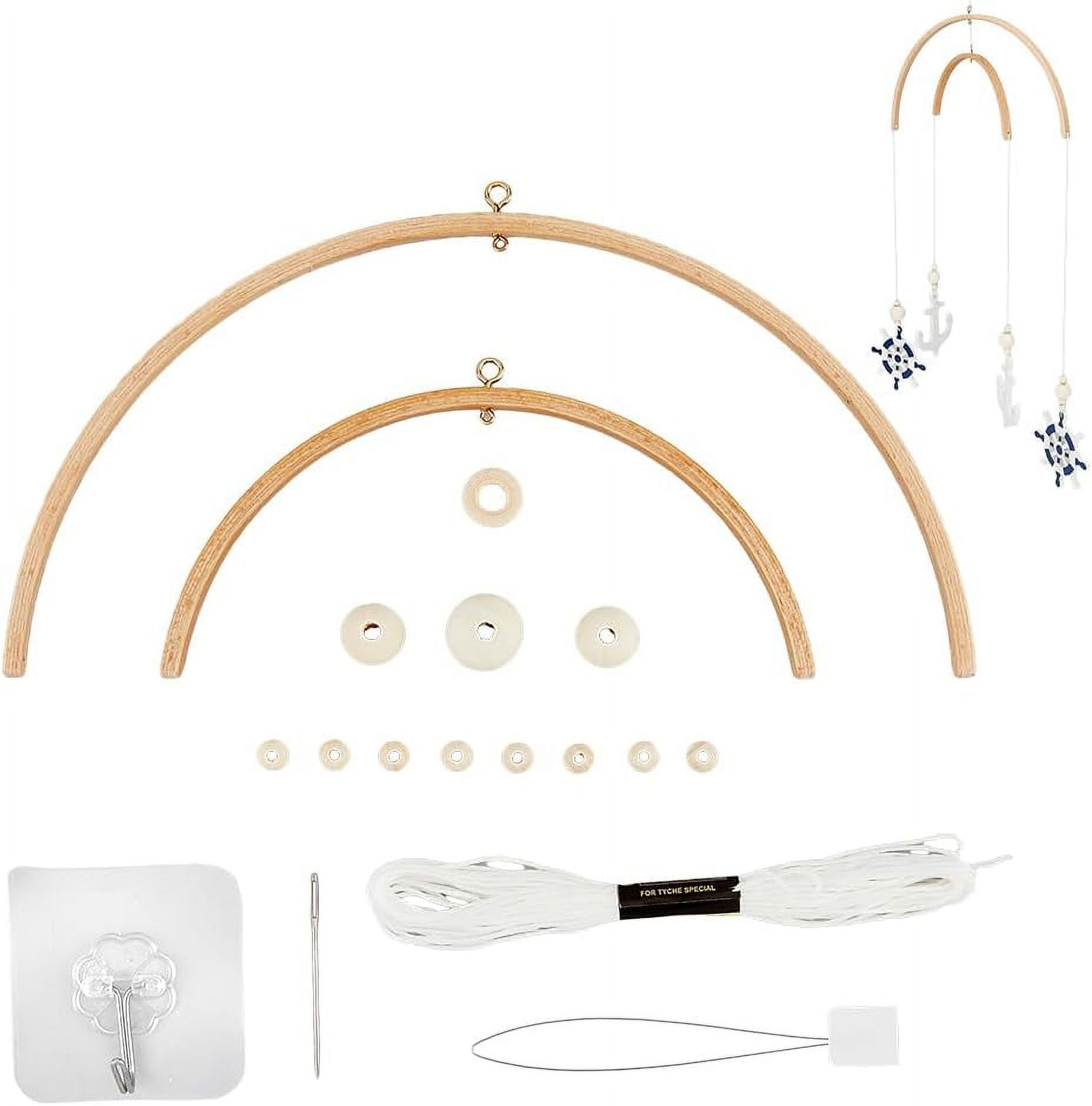 DIY Wood Bead Wind Chime Set including Threader Needle Adhesive Hook ...