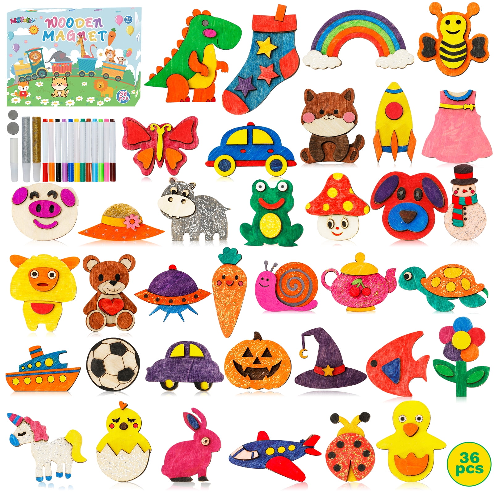 DIY Wood Magnets 36 Wooden Art Craft for Kids, Art and Craft Supplies ...