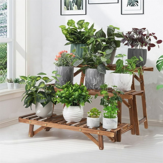 Garden Flower Ladder: 3-Tier DIY Wood Plant Bench Stand, Indoor ...