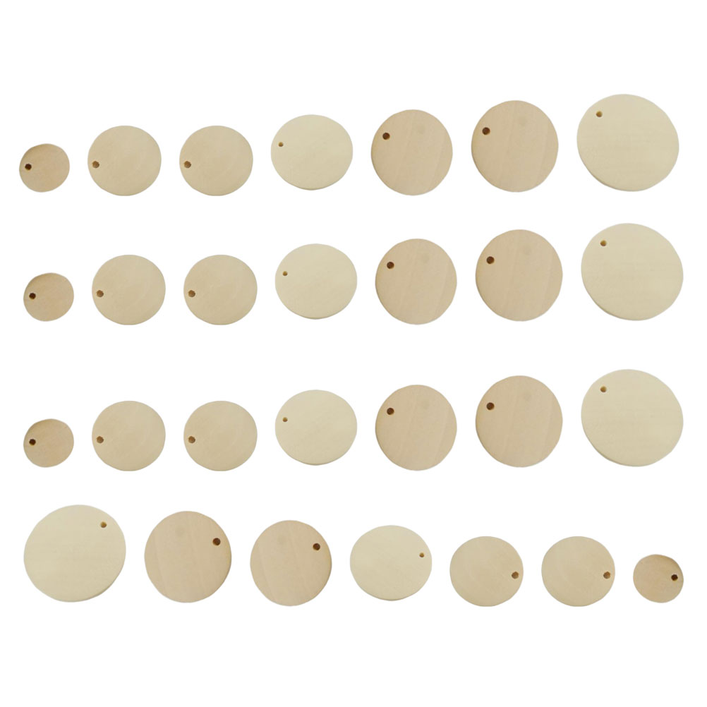 DIY Woodcrafts Round Labels Accessories Round with Hole Wooden Bamboo ...