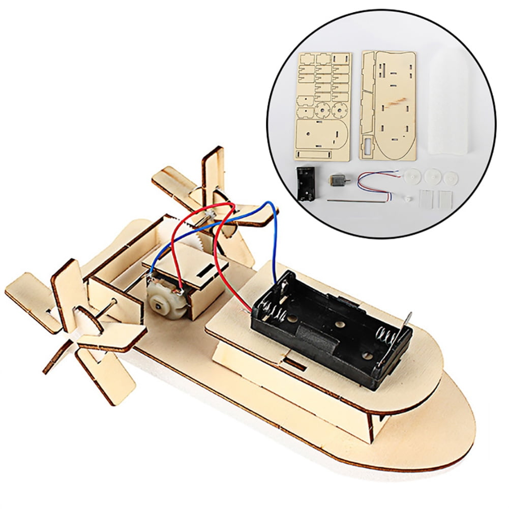 DIY Wooden 3D Electric Ship Model Puzzle Science Experiment Educational ...