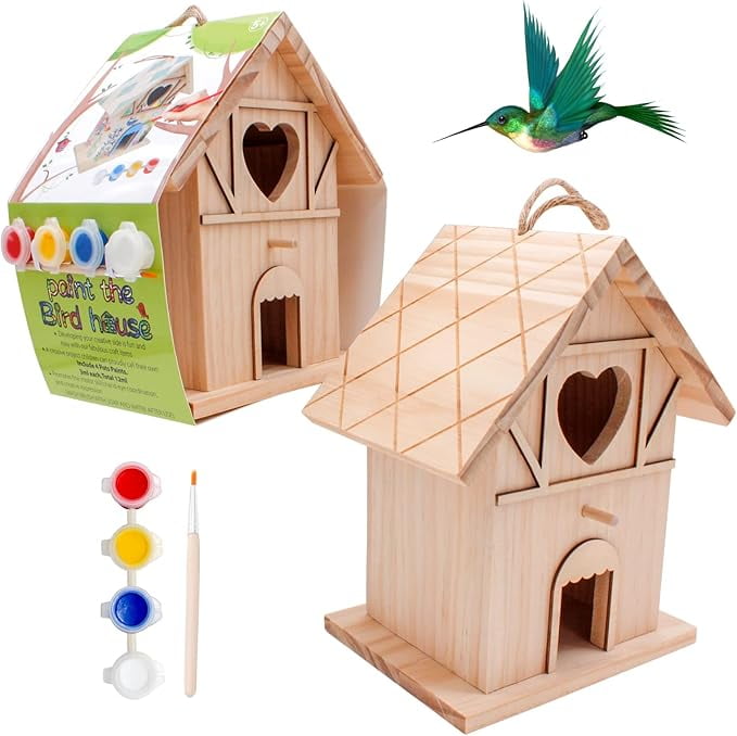 DIY Wooden Birdhouse Painting Kit for Kids, Bird House to Paint Set,Wood Arts and Crafts for ...