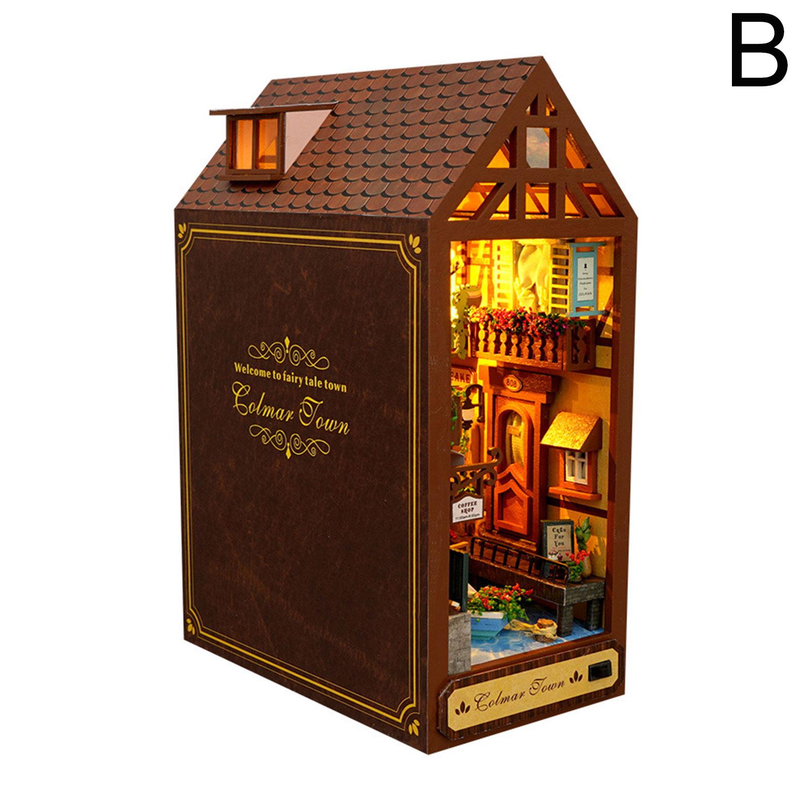 DIY Wooden Book Nook Shelf Insert Kit Miniature Fairy Bookshelf Tale Town Y8L7 - Walmart.com