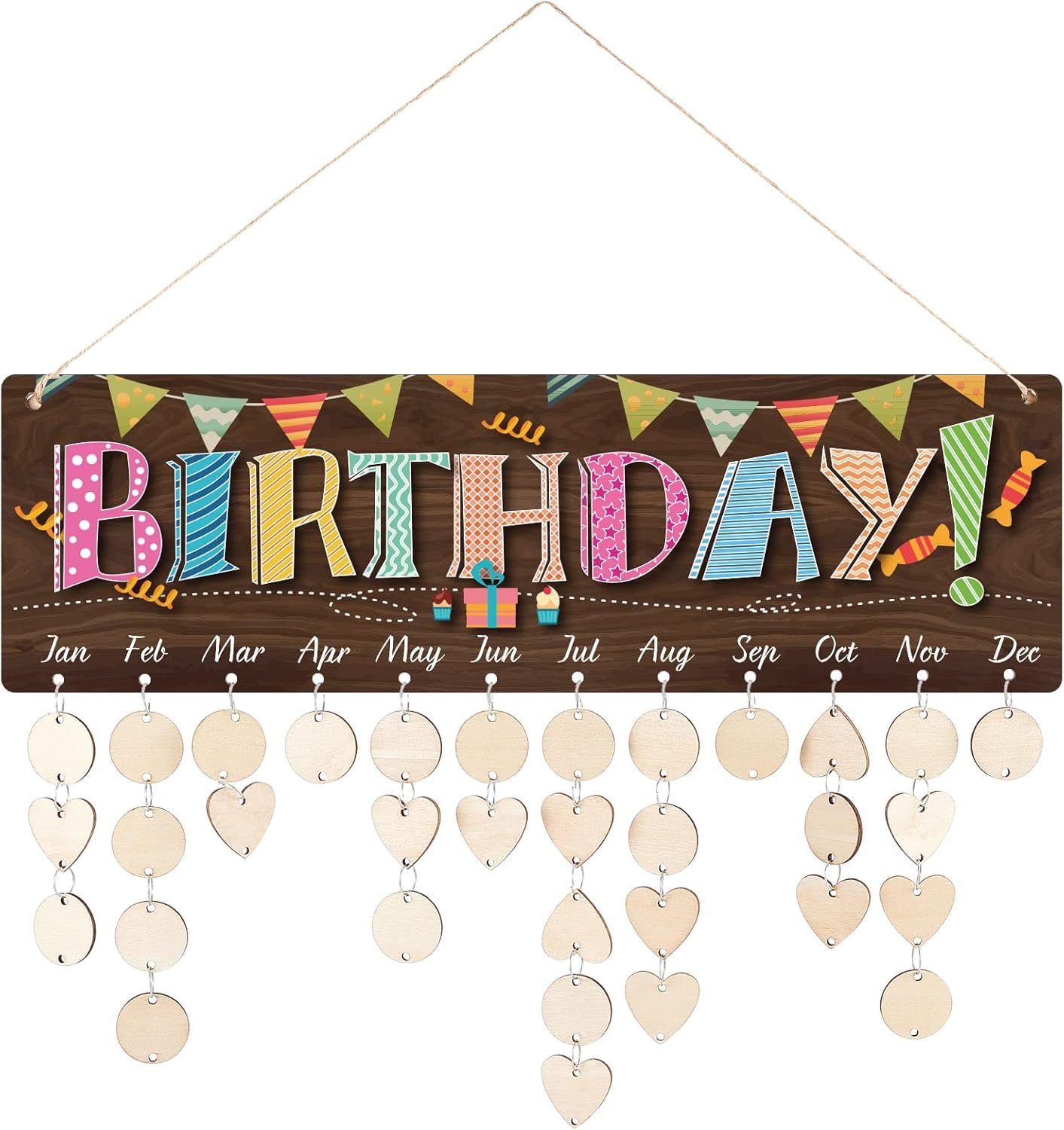 DIY Wooden Calendar Birthday Reminder Family Wall Hanging Board Plaque ...