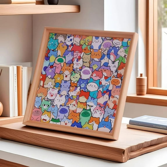 DIY Wooden Cat Puzzle with Frame, 77Pcs Cute Cat Wooden Puzzles for ...