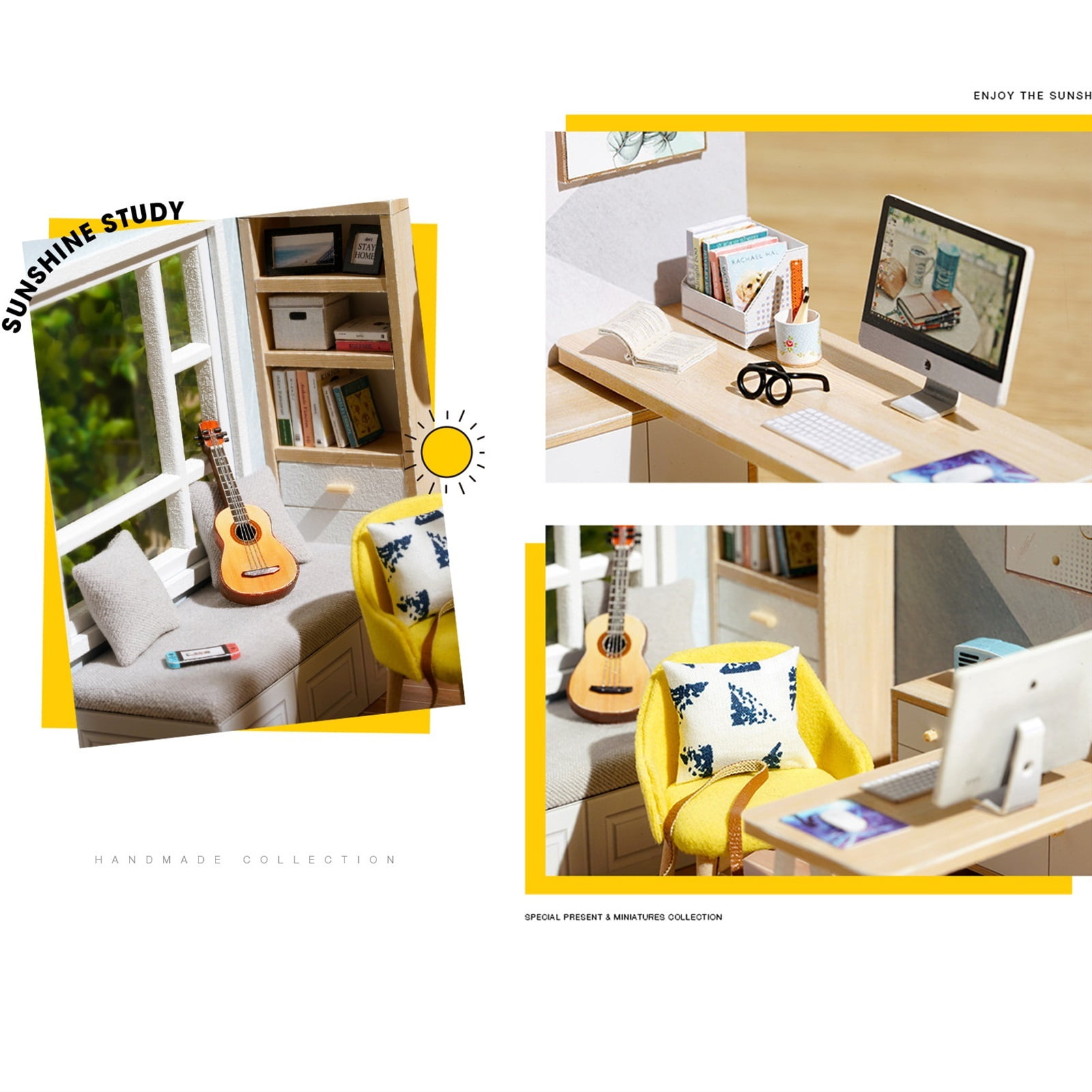 DIY Wooden Doll House Model Kits Miniature Craft Room With Furniture ...