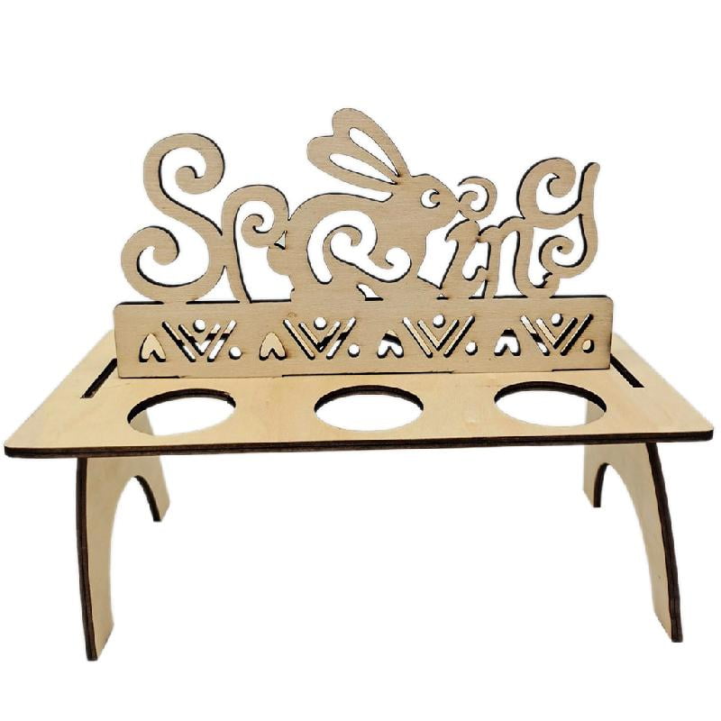 DIY Wooden Easter Egg Holder Bunny Chicken Pattern Rack Display Stand ...