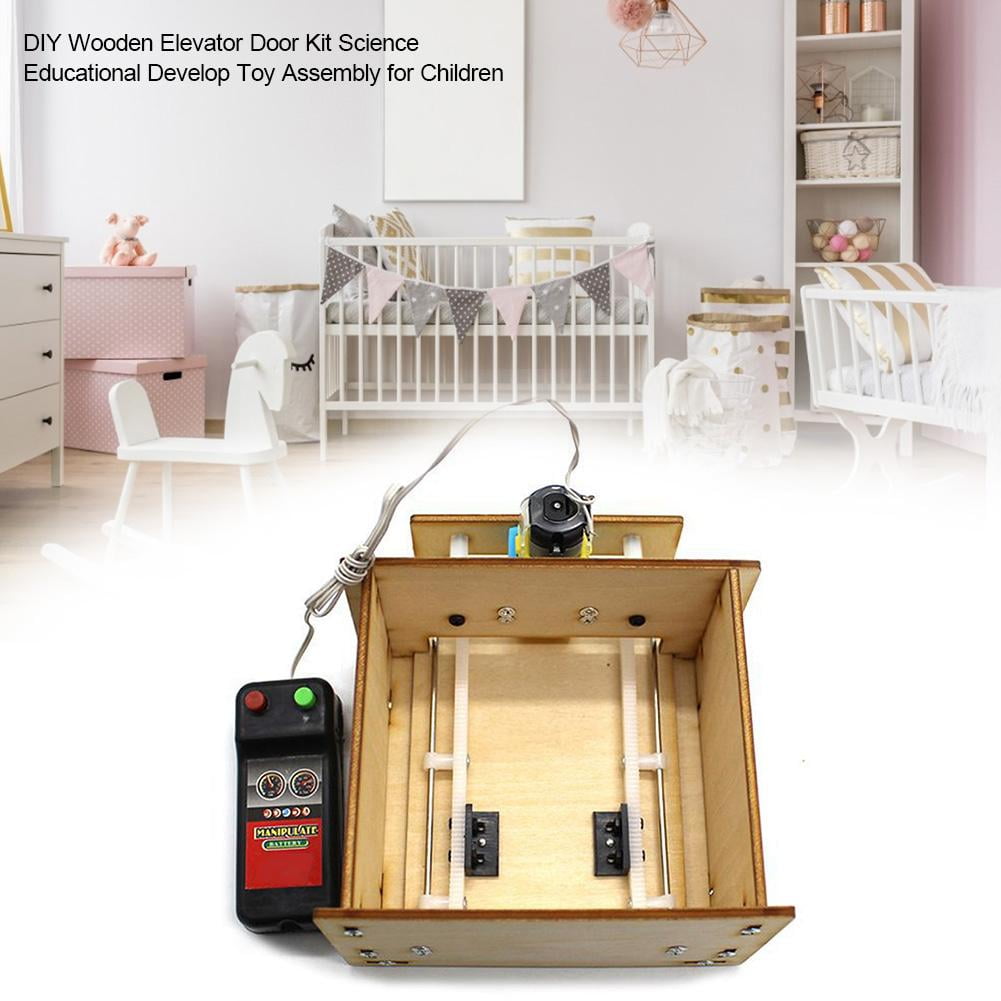 DIY Wooden Elevator Door Kit Science Educational Develop Toy Assembly ...