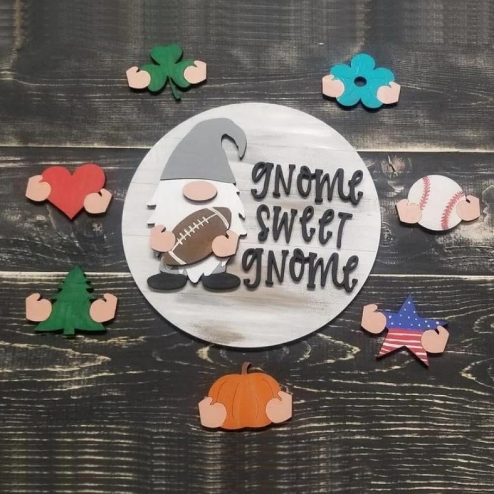 DIY Wooden Gnome Welcome Sign Housewarming Gift round Farmhouse Welcome ...
