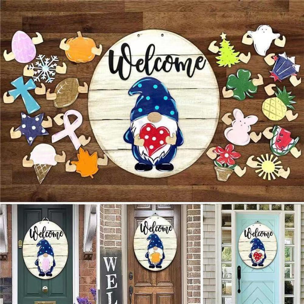 DIY Wooden Gnome Welcome Sign Housewarming Gift round Farmhouse Welcome ...