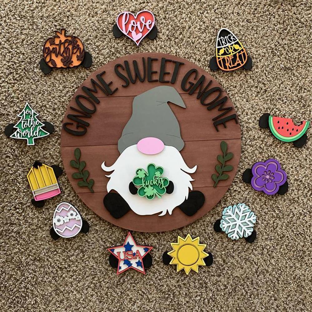 DIY Wooden Gnome Welcome Sign Housewarming Gift round Farmhouse Welcome ...