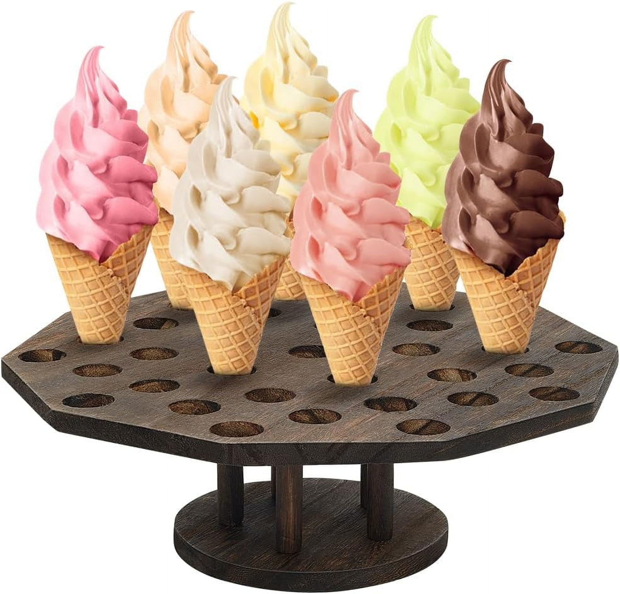 DIY Wooden Ice Cream Cone Holder 36 Holes Sushi Hand Roll Stand Holder ...