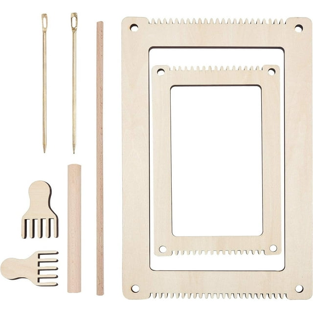 DIY Wooden Knitting Loom Kits with Iron Needle & Fork & Stick BurlyWood ...