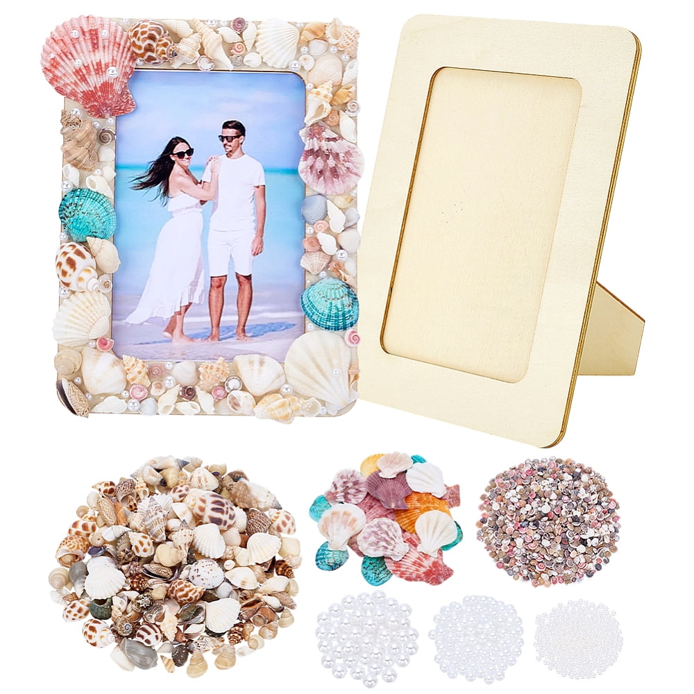 DIY Wooden Photo Frame Stands Material Kits include Natural Shell ...