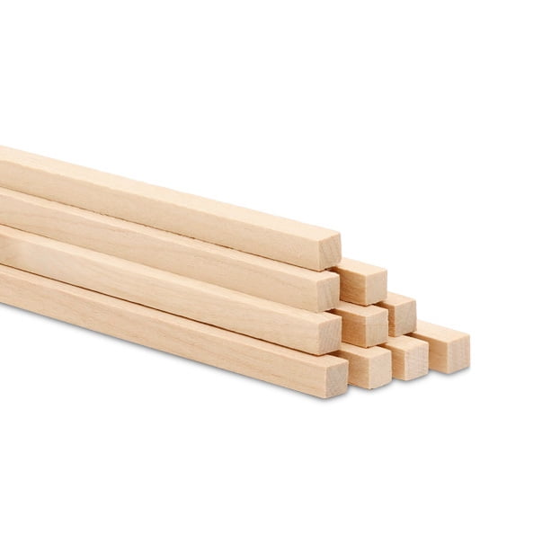 DIY Wooden Square Dowel Rod 1/4-inch x 24 Pack of 10 Hobby Wood Sticks ...