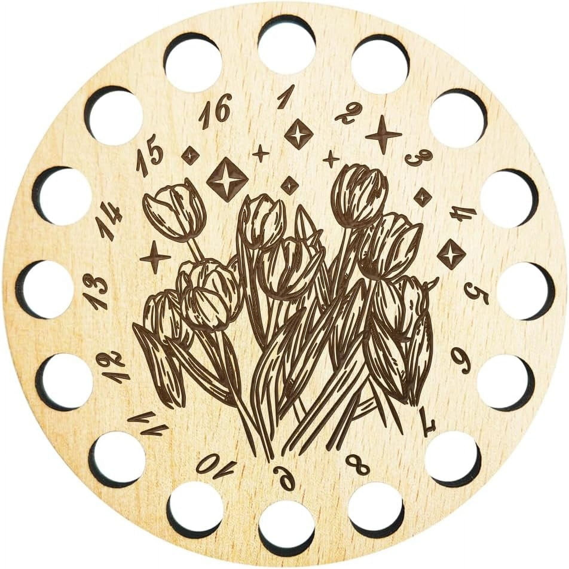 DIY Wooden Winding Plate Board Card 16-Holes Floss Bobbins Organizer ...