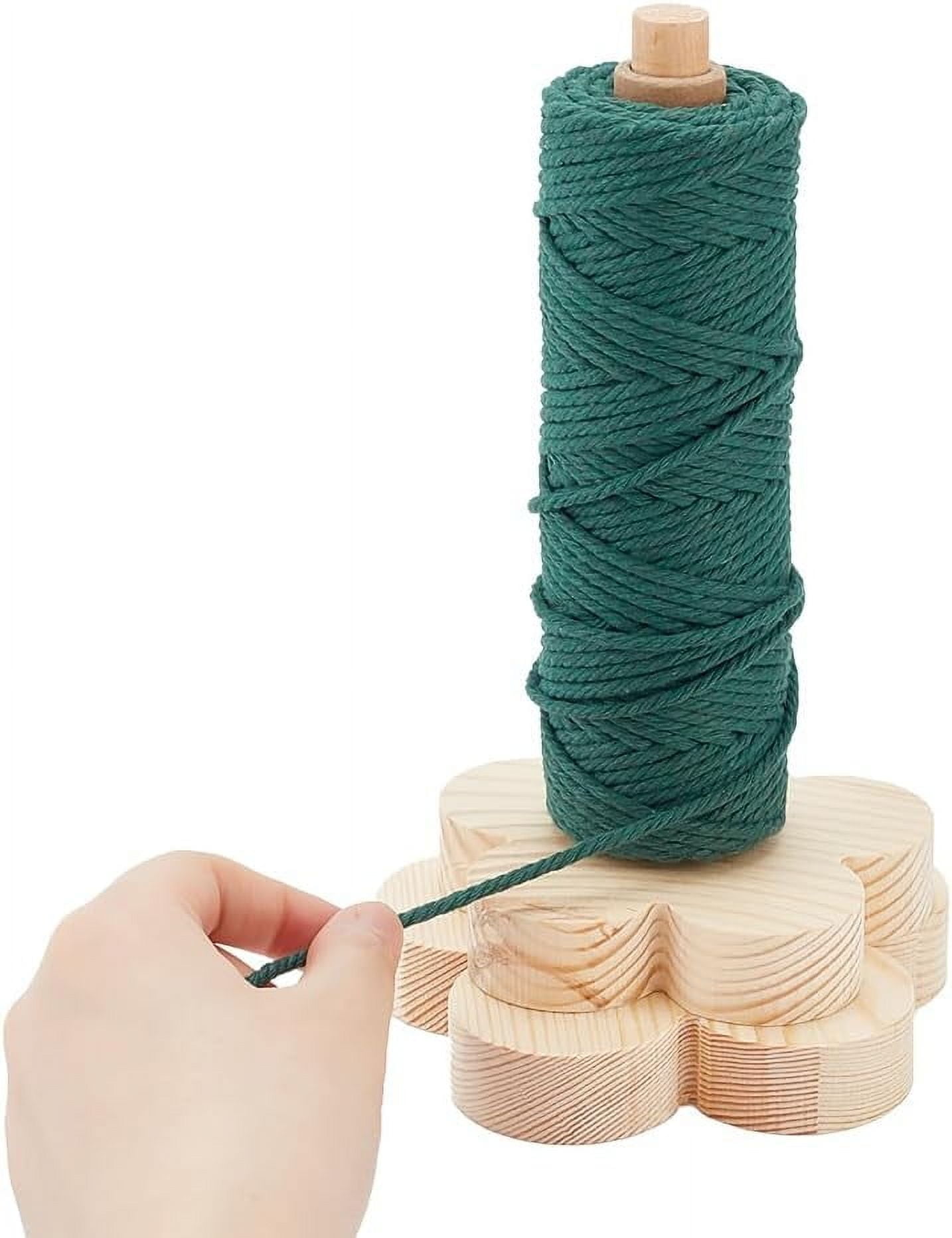 DIY Wooden Yarn Holder Wood Yarn Holder with Twirling Mechanism Flower Pattern Base Classic ...