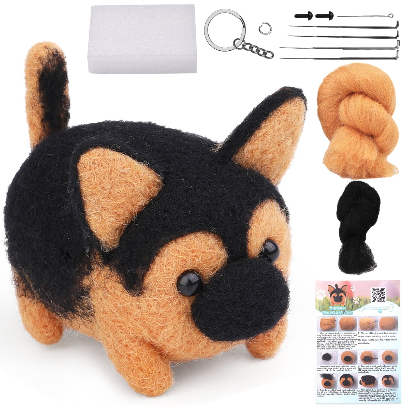 DIY Wool Felt Craft Kit for Puppy Cat Figurines Doll Needle Felting ...
