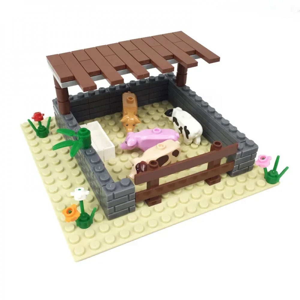DIY building blocks small particle building blocks cattle pen pig shed ...