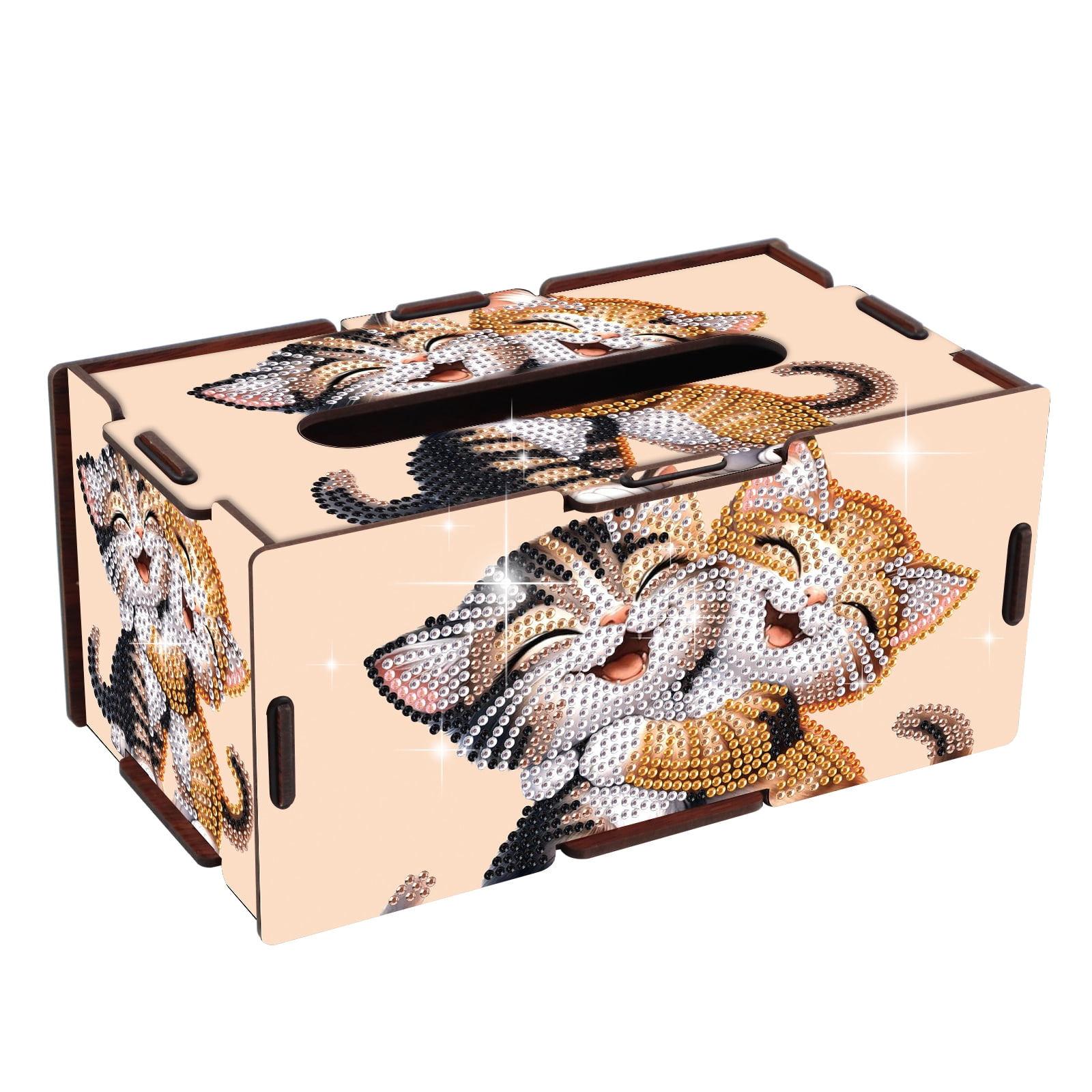 DIY diamond painting kit tissue box, happy cat special shape with shiny ...