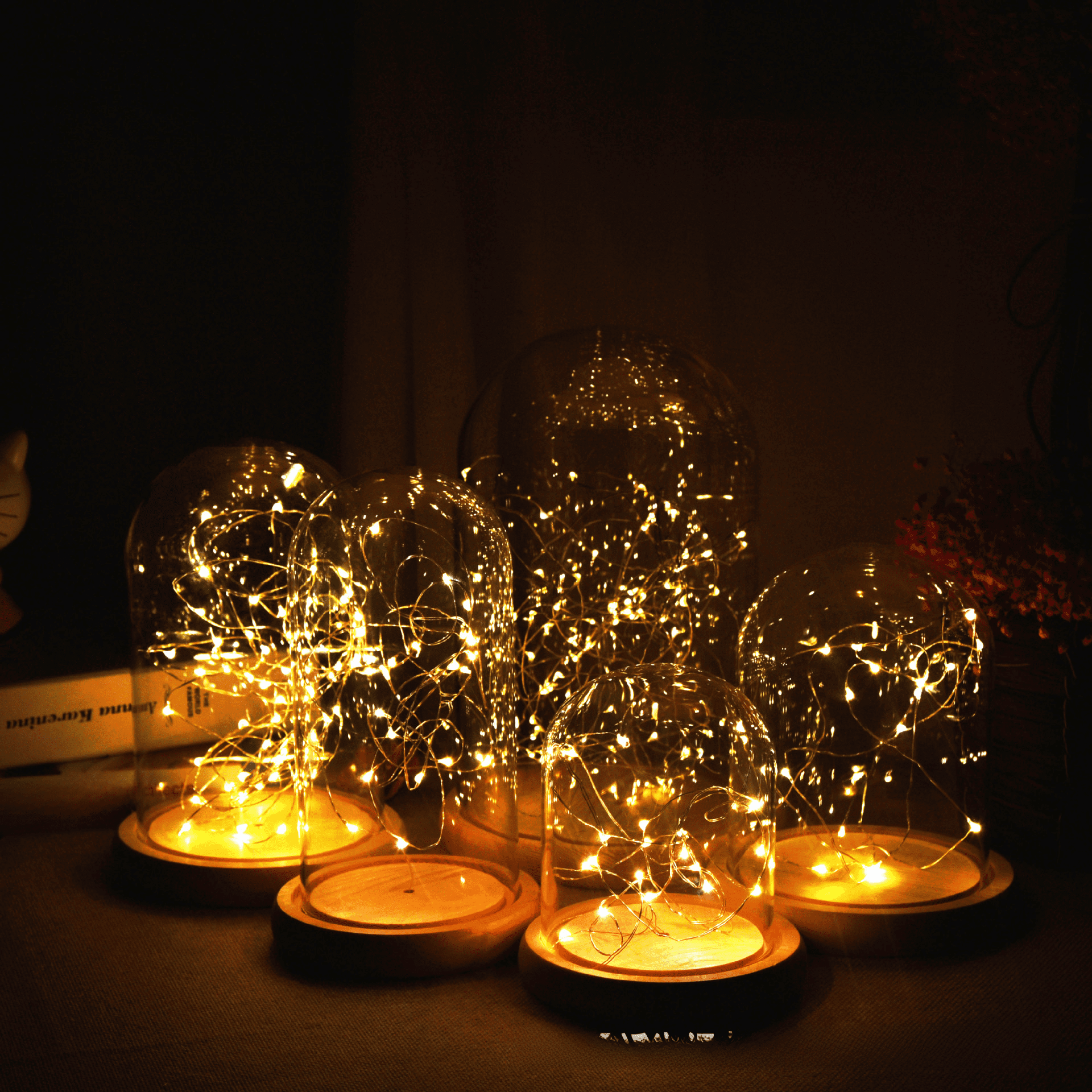 DIY fire tree silver flower handmade blind box storage dust cover string lamp eternal flower ...