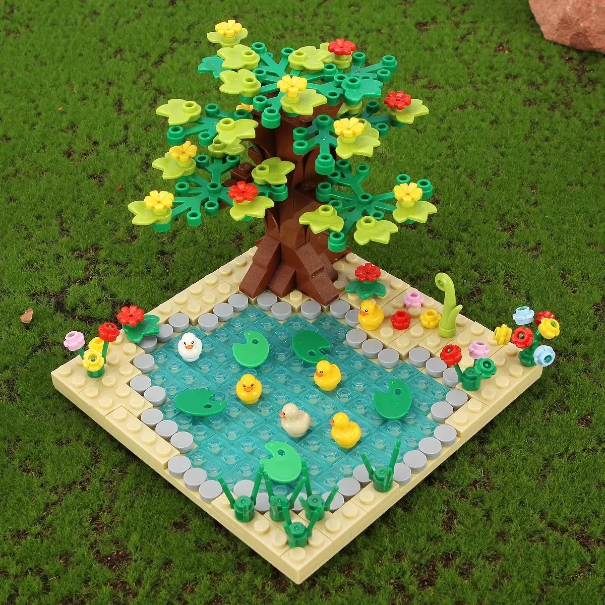 DIY fun animal ranch building block scenes, sheep pig farm and cattle ...