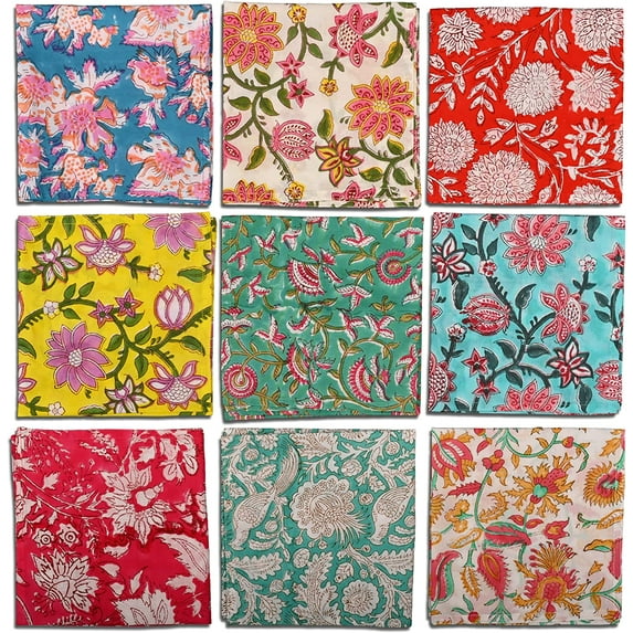 DIYANAIMPEX 10 Pc Cotton Cloth Napkins Hand Block Print Hand Made Size ...