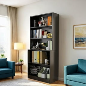 EuKer 5 Tier Corner Bookcase, L-Shaped Bookshelf with Large Storage ...