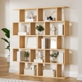 DIYART Oak 5-Tier Geometric Bookcase, S-Shaped Modern Bookshelf set of ...