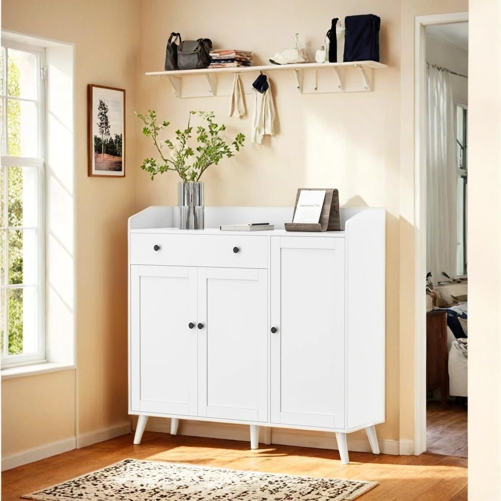 DIYART White Large Shoe Cabinet fit up to Shoe Size 16, Shoe Storage ...