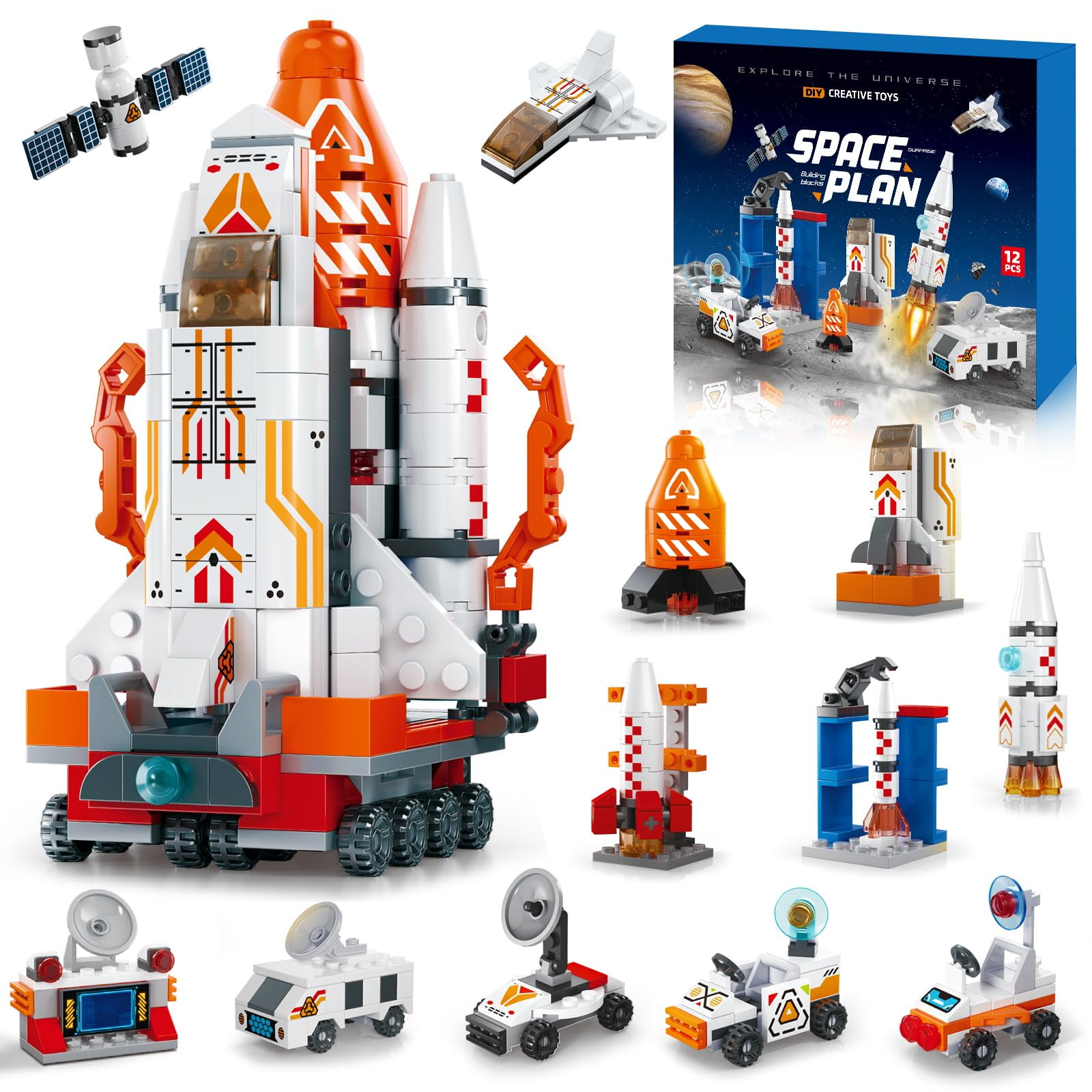 DIYDEC 12 in 1 MMF7 Space Building Blocks Mini Shuttle Exploration ...