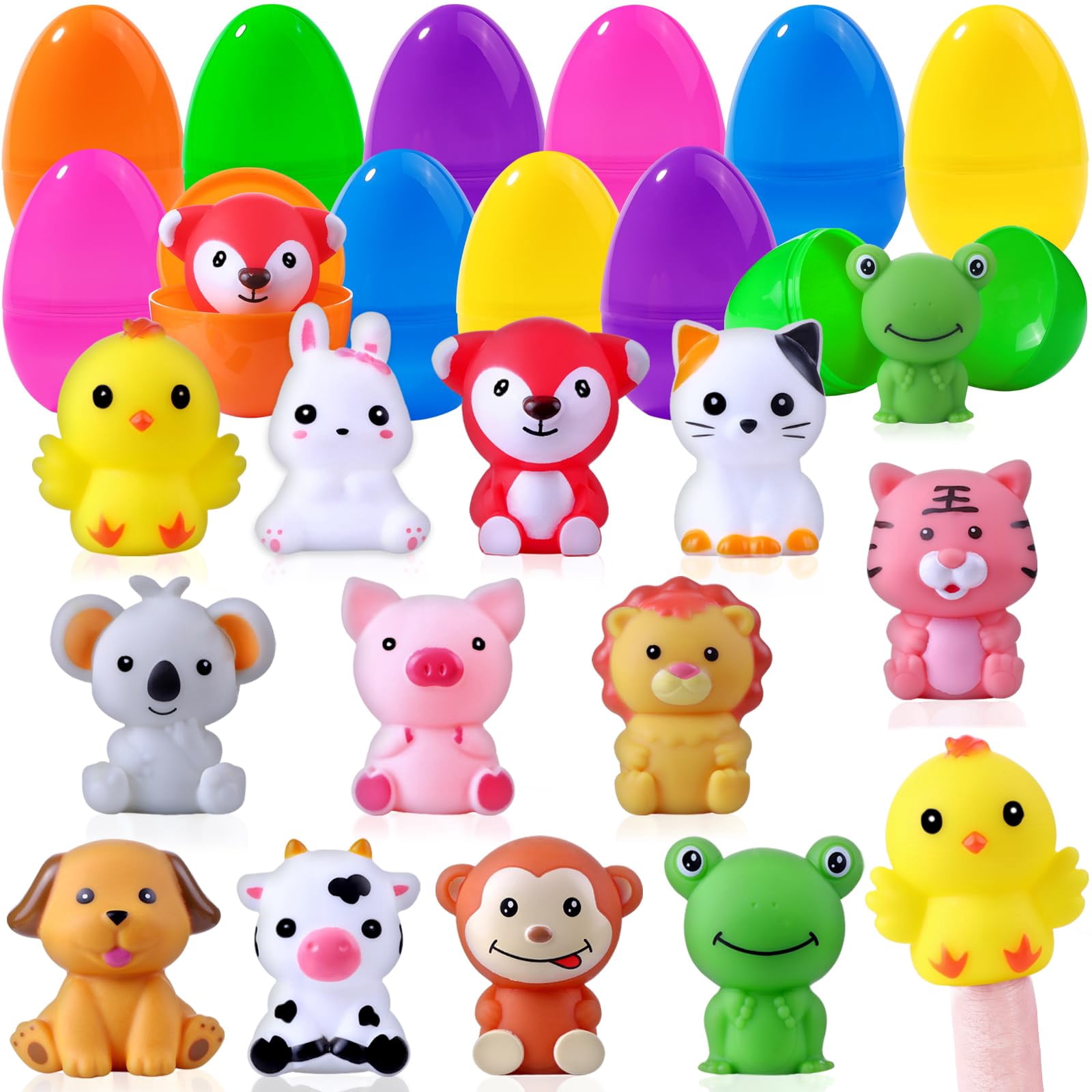 DIYDEC 12 Pack Easter Eggs with Finger Puppets Toys Easter Animal ...