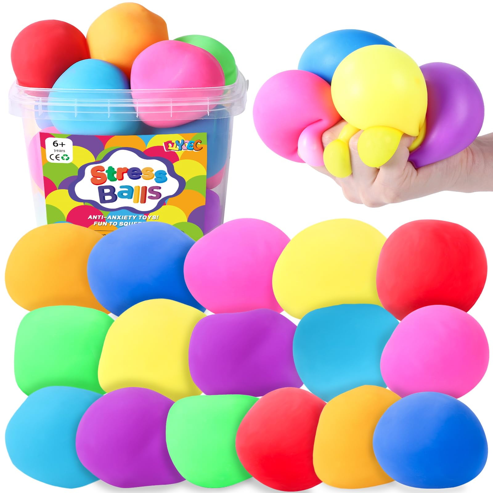 DIYDEC 16pcs Stress Balls Toys 2.36 inches Slow Rising Squishy Sensory ...