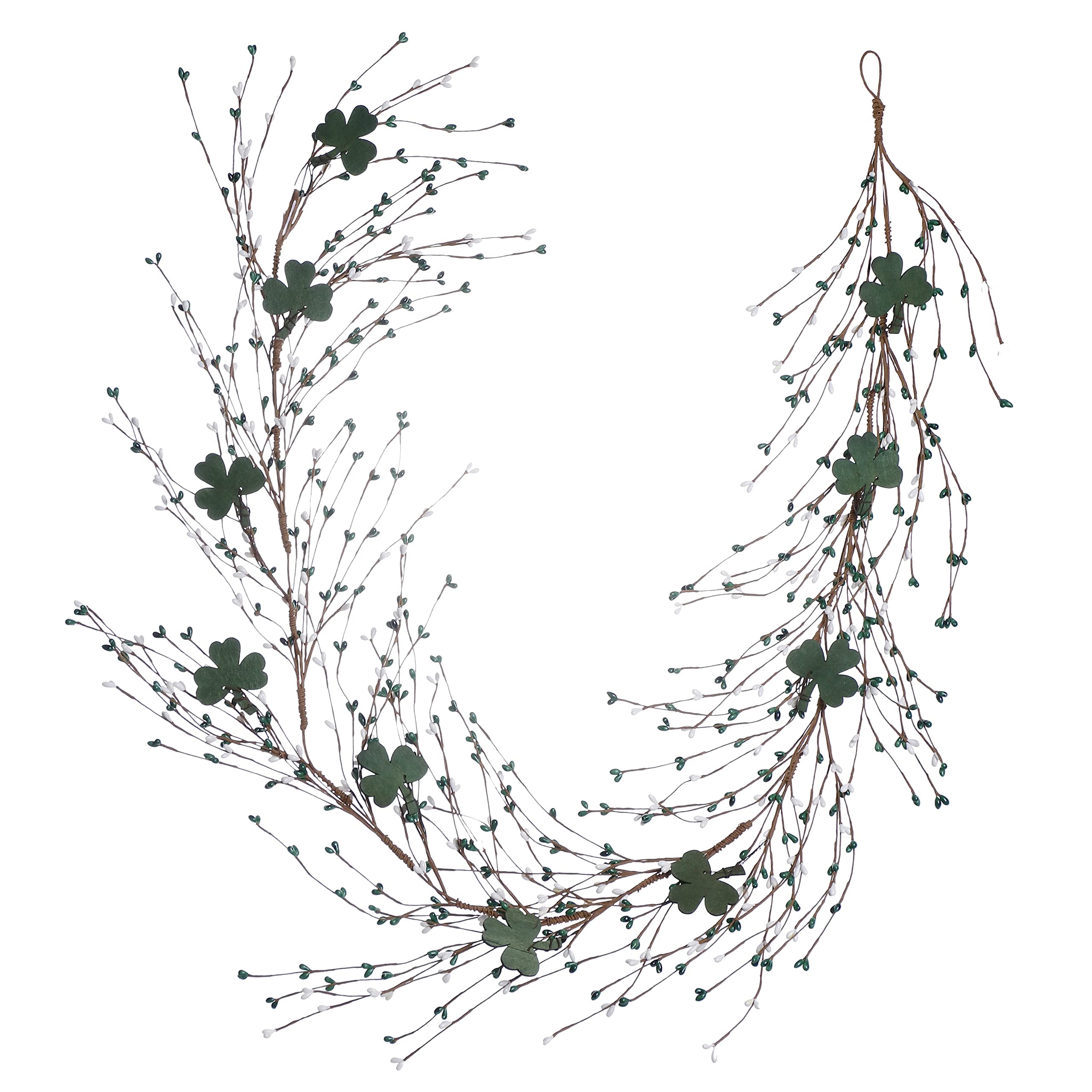 DIYFLORU St Patricks Day Garland,5FT Green Berry and Shamrock Garland ...