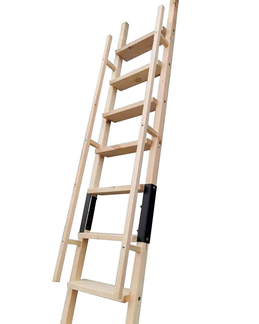 DIYHD 108" Glab Handle Knotty Pine Wood Ladder Sliding Library Roller ...