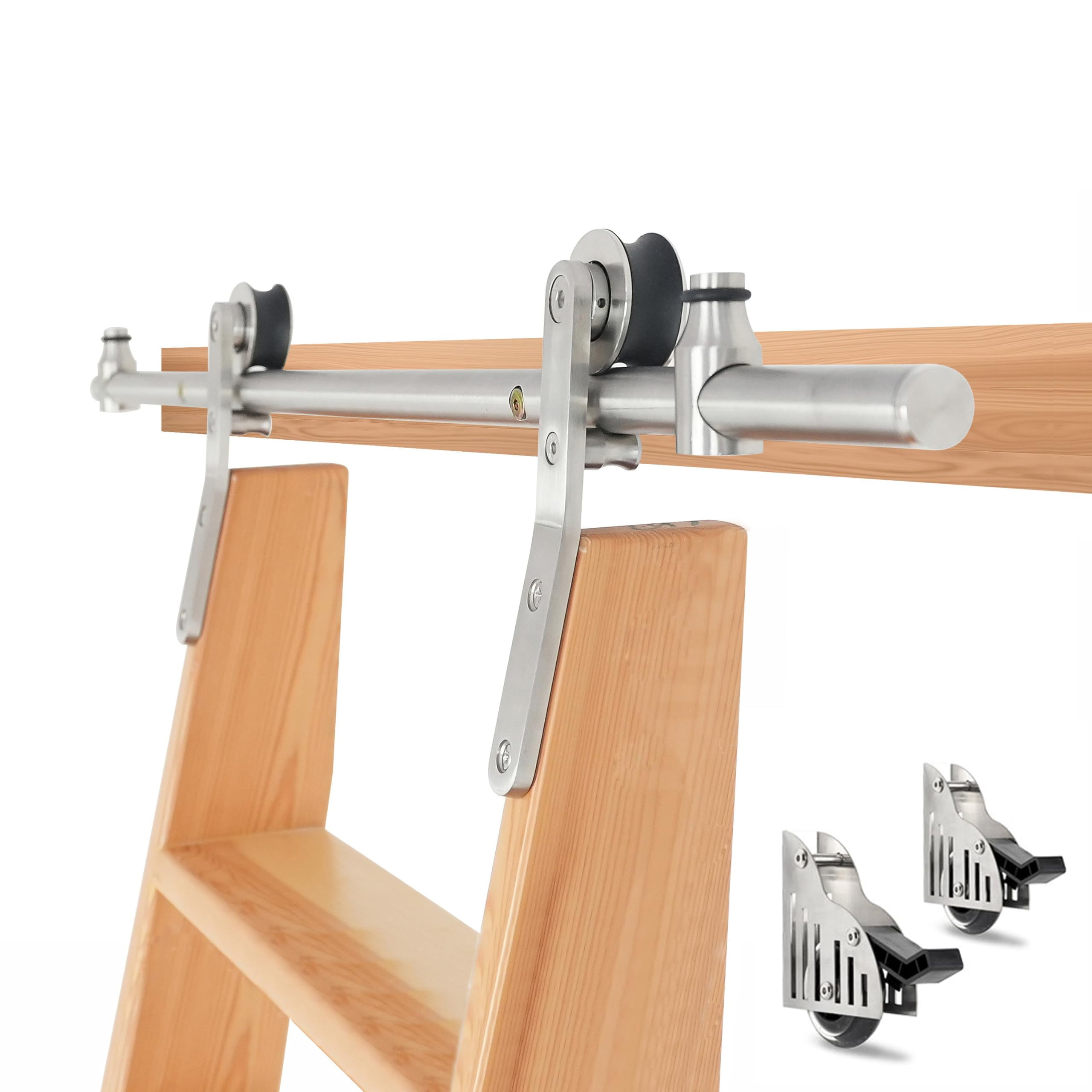 DIYHD 16FT Stainless Steel Sliding Library Ladder Hardware Kit, Bottom ...