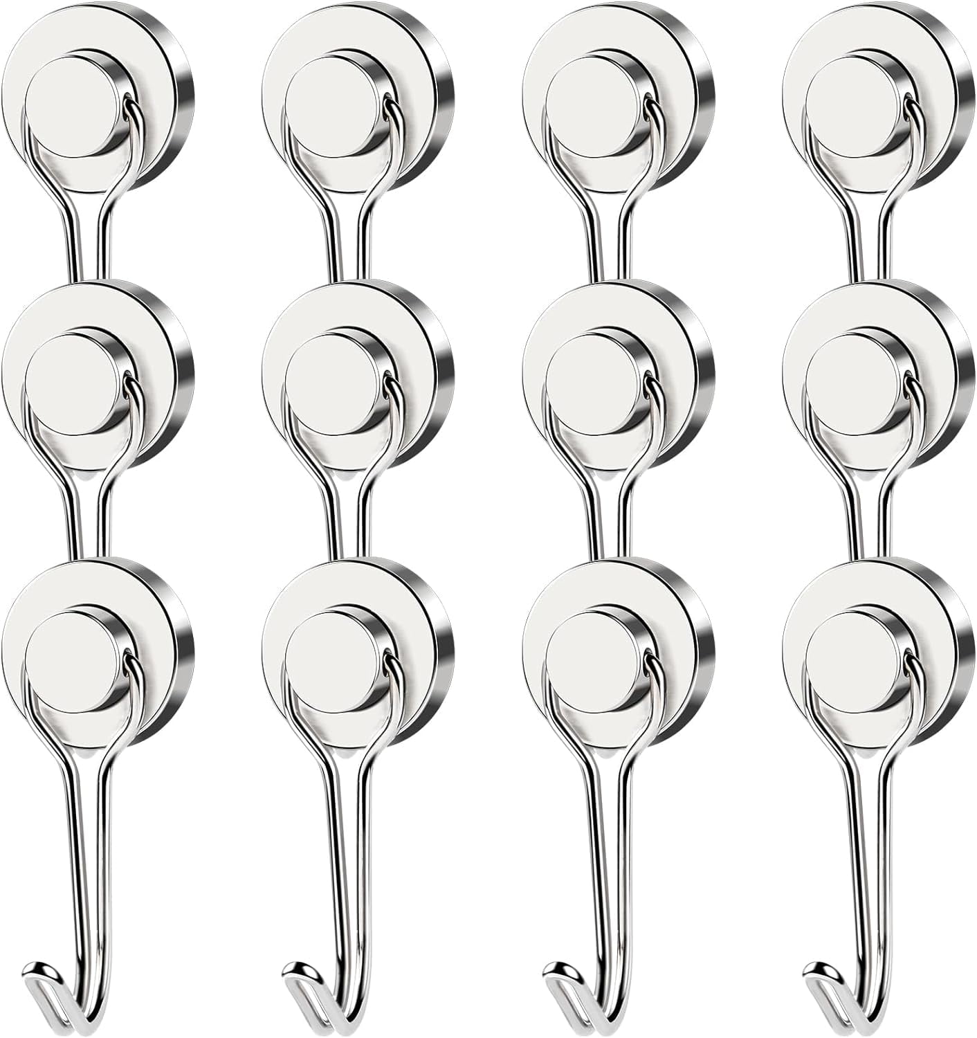 DIYMAG 12 Pack Magnetic Hooks, 40LB Heavy Duty Neodymium Magnet Hooks ...