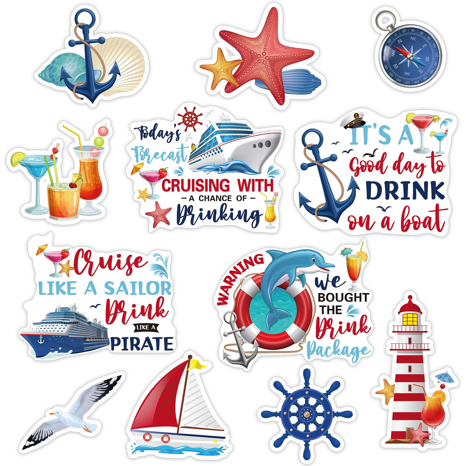 DIYMAG 12 Pieces Cruise Door Magnets Decorations, Sea Navigation Ship ...