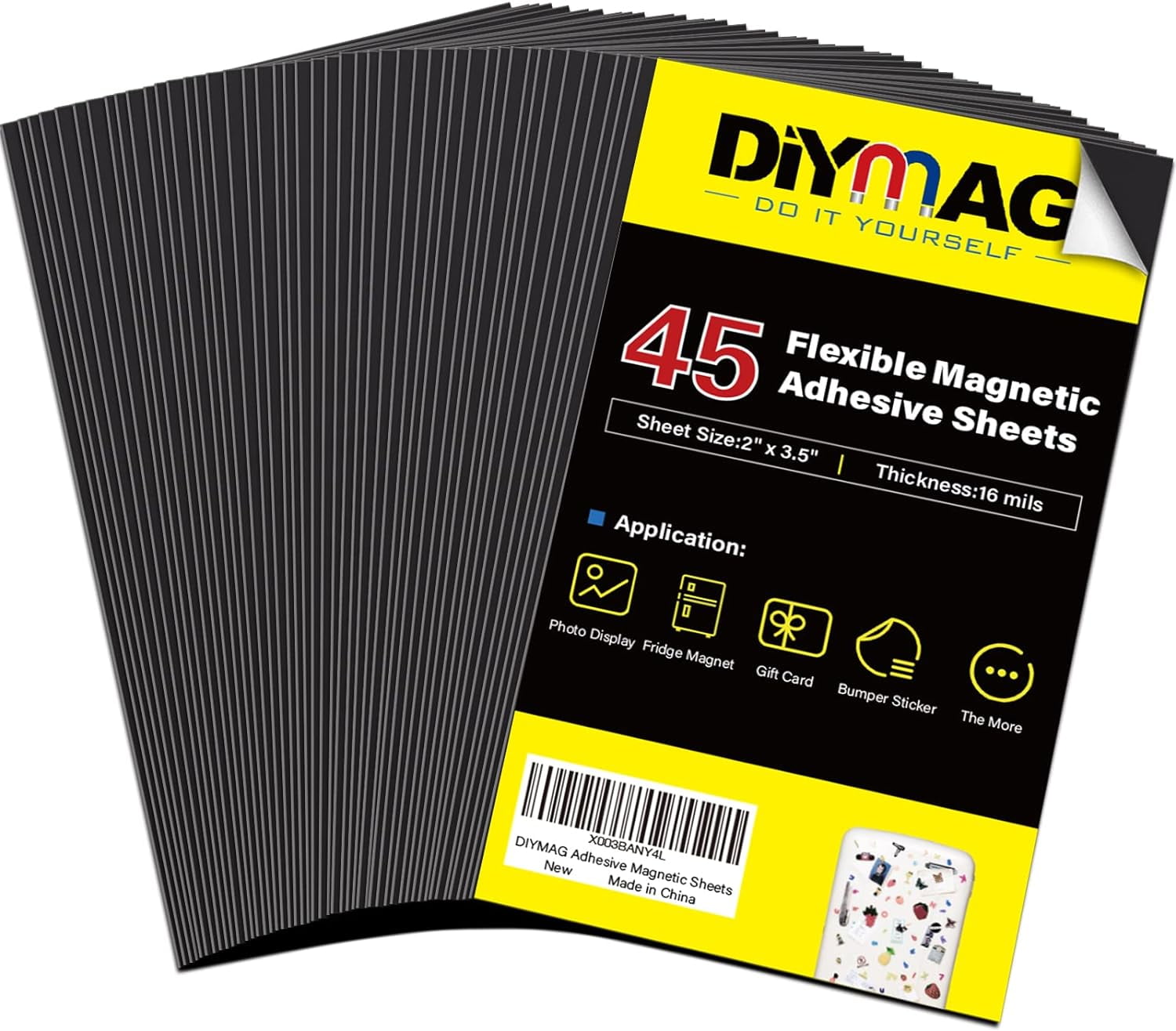 DIYMAG 3.5x2inch Business Card Magnets, 45Packs Flexible Magnetic ...