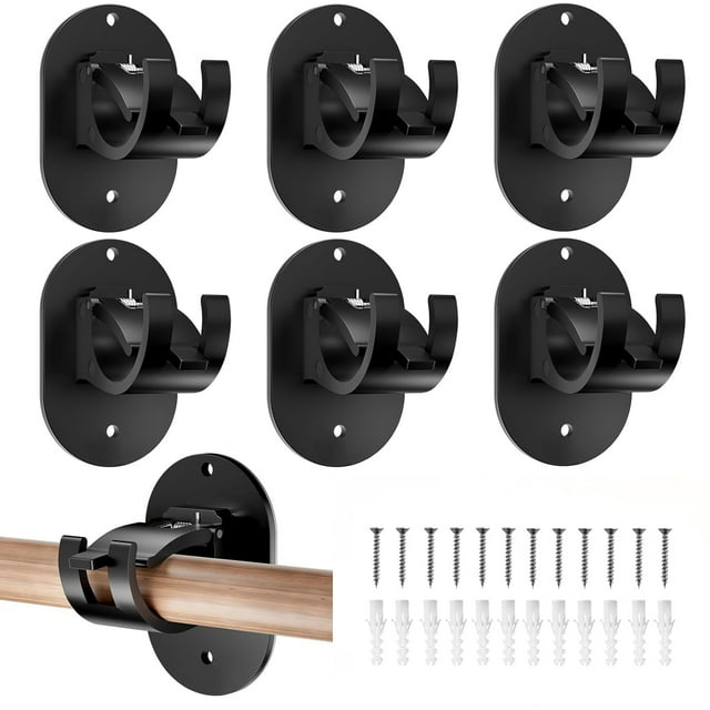 DIYMAG 6 PCS Self Adhesive Curtain Rod Holder, Upgraded No Drill ...
