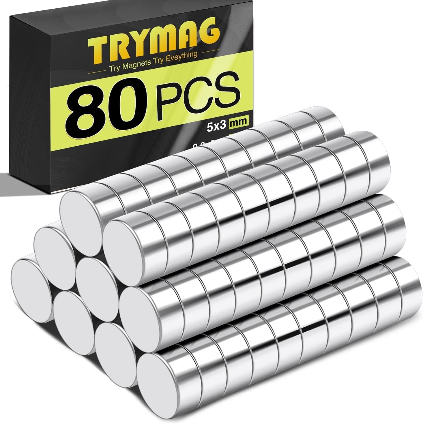 Diymag 80 Pcs Small Strong Round Magnets, Neodymium Disc, Scratch ...