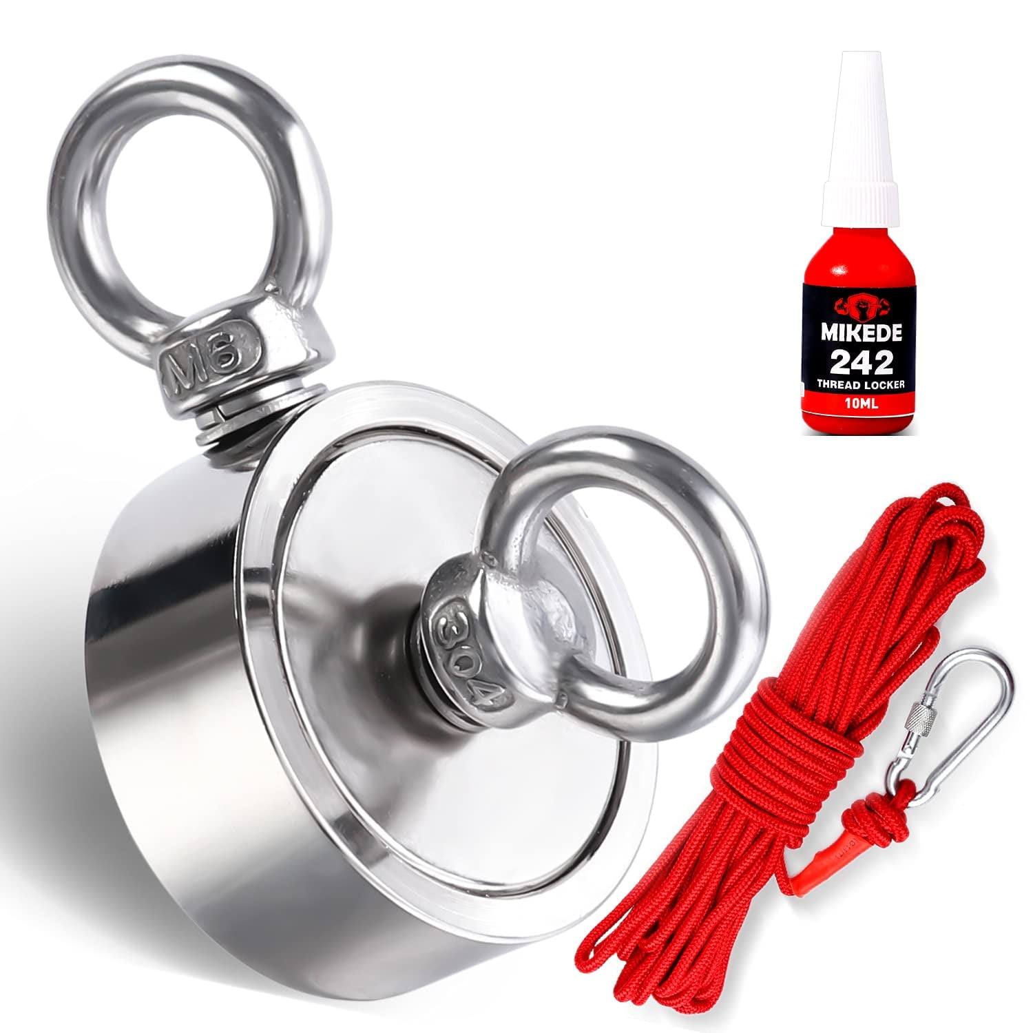 Diymag Double Sided Neodymium Fishing Magnet 450LBS Pulling Force with ...