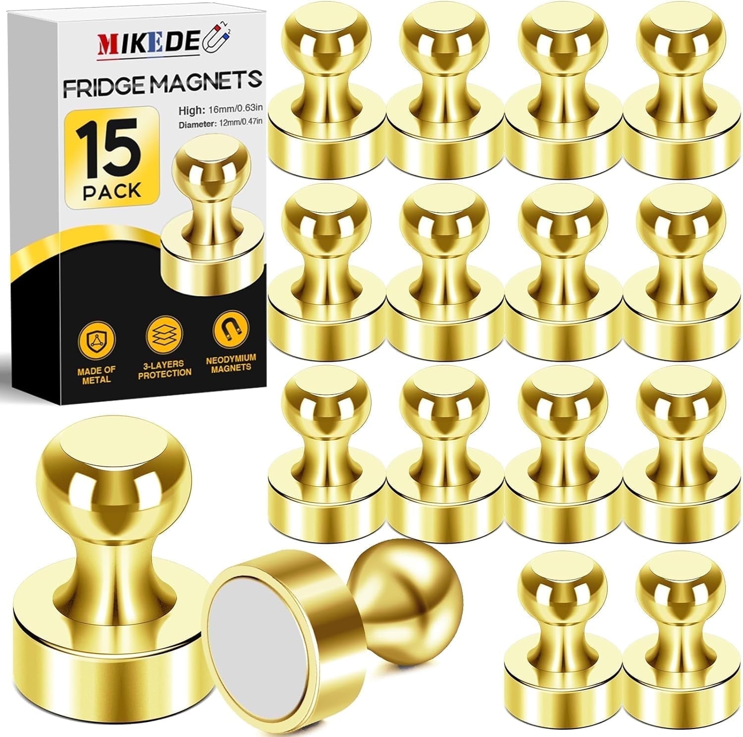 DIYMAG Fridge Magnets Refrigerator Magnets, 15Pcs Gold Strong Magnets ...