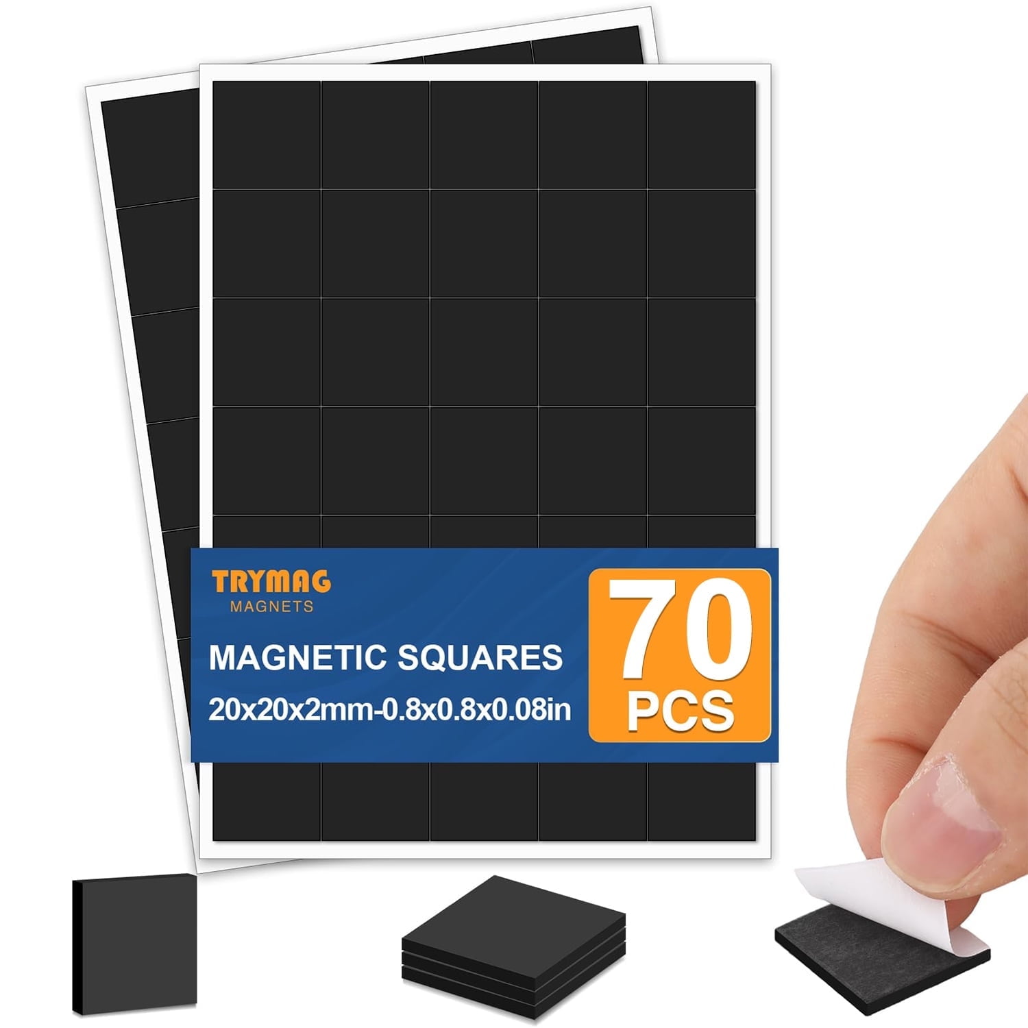 DIYMAG Magnetic Squares with Adhesive Backing, 70Pcs Self Adhesive ...