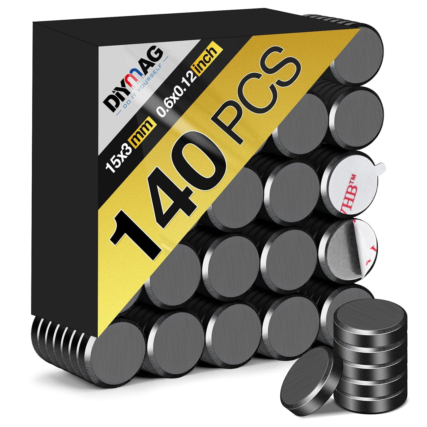 DIYMAG Strong Magnets 140Pcs 0.6x0.12Inch Fridge Refrigerator Magnet ...